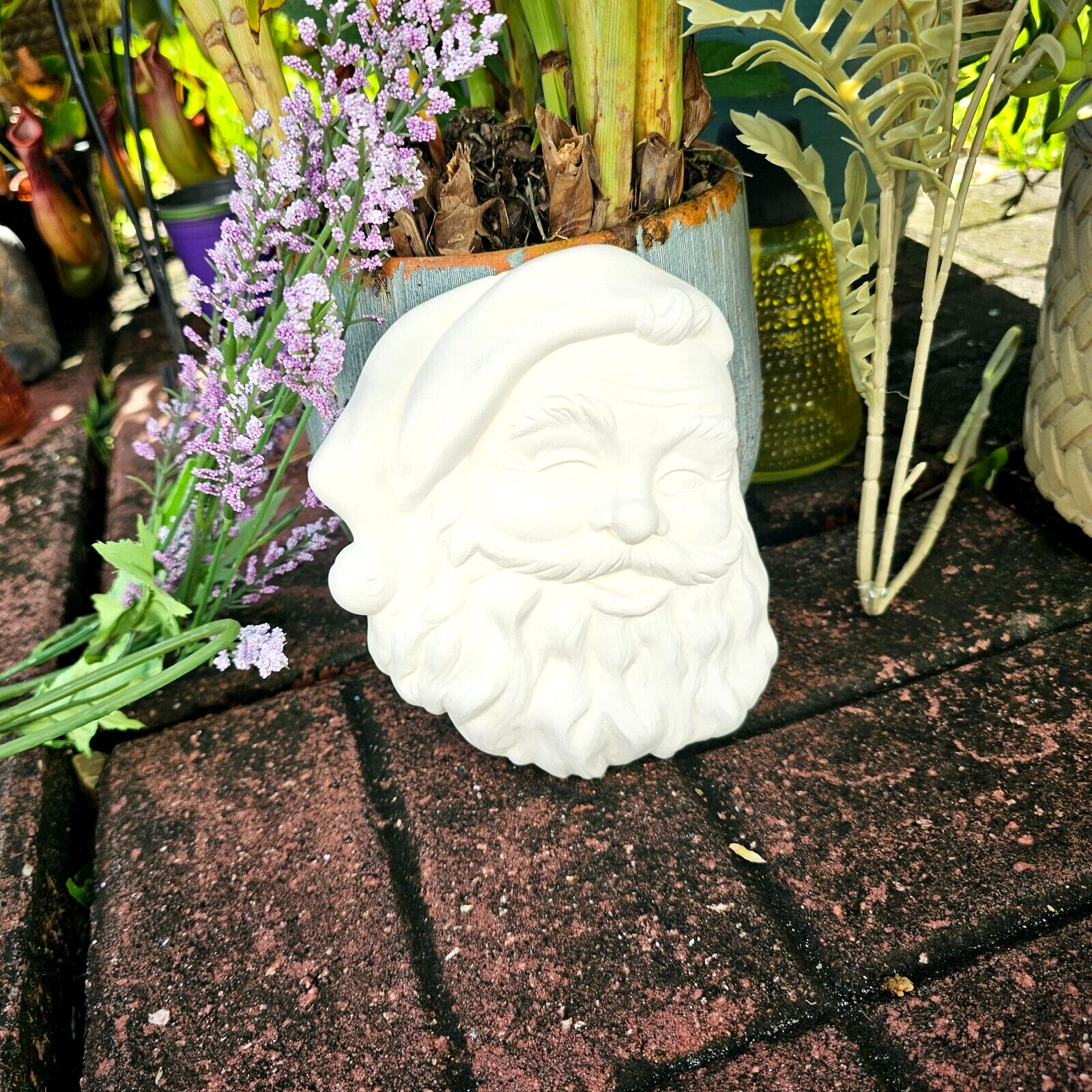 Christmas Santa Mask Medium 7" Ceramic Bisque Ready To Paint Pottery ...