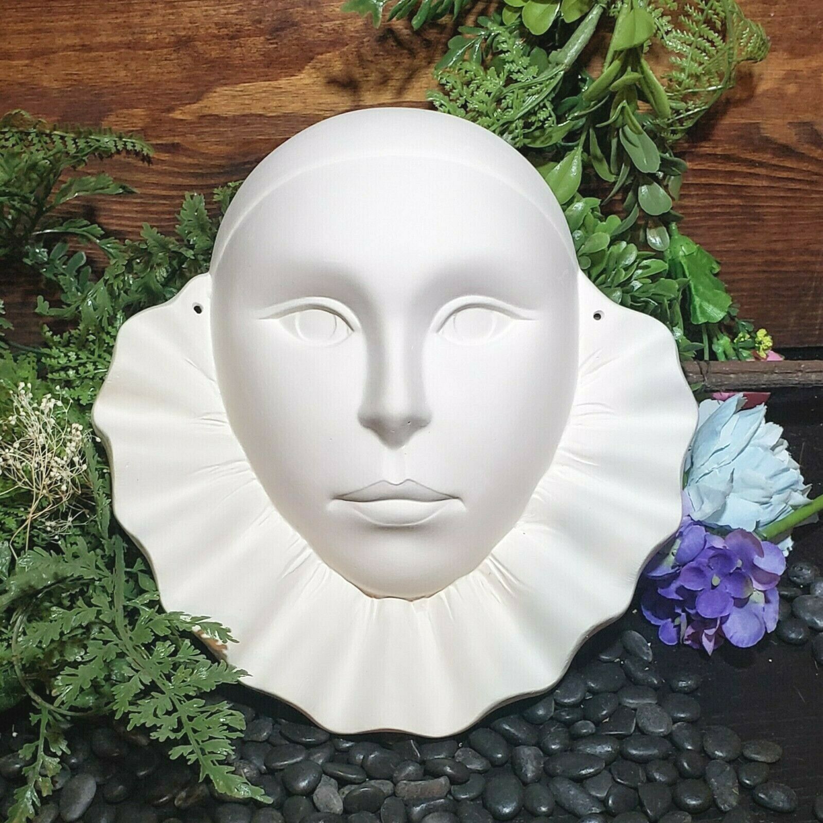 Circus Flare Lady Mask 8.5" Ceramic Bisque Ready To Paint Pottery ...
