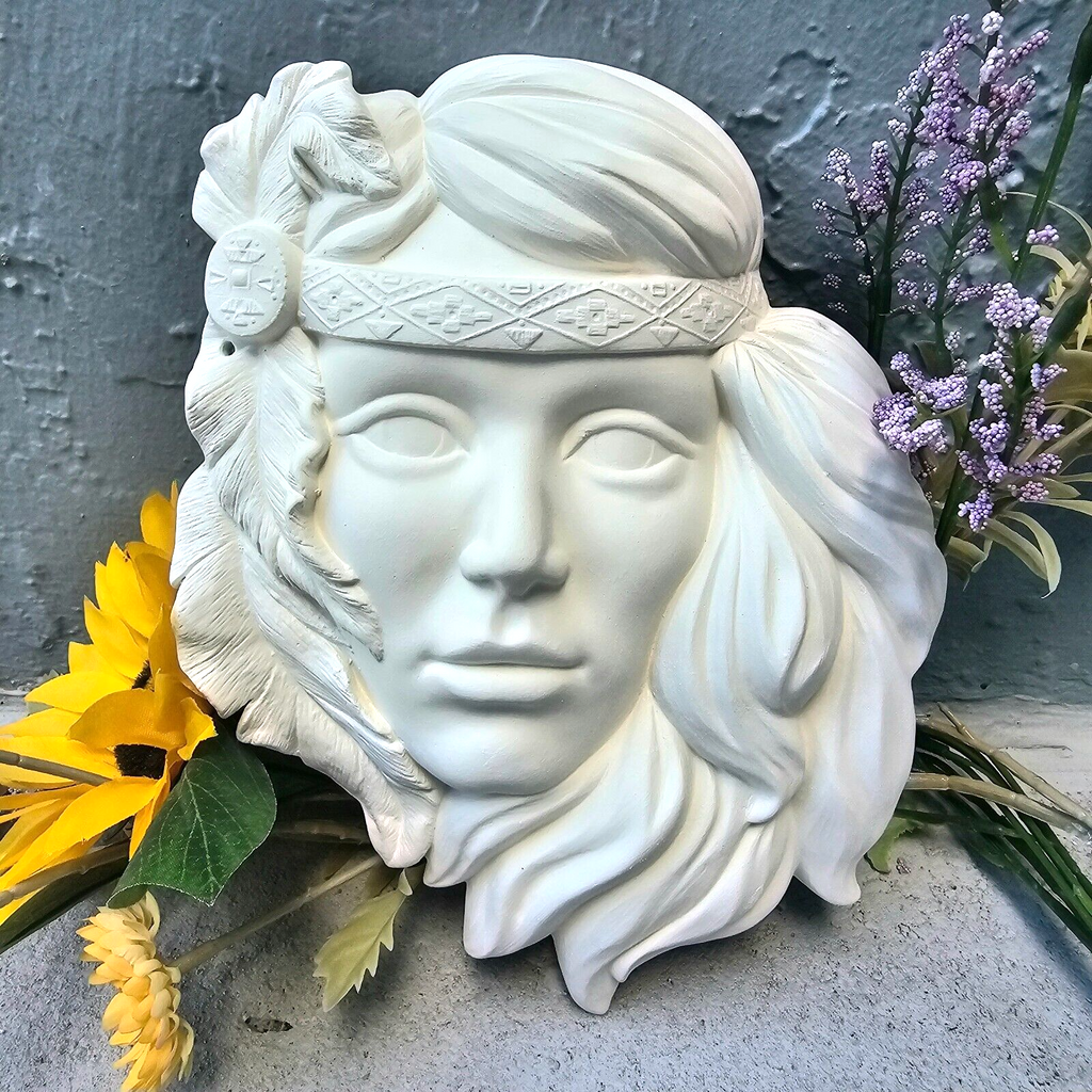 Native American Mask 10" Ceramic Bisque Ready To Paint Pottery– PotteryPie