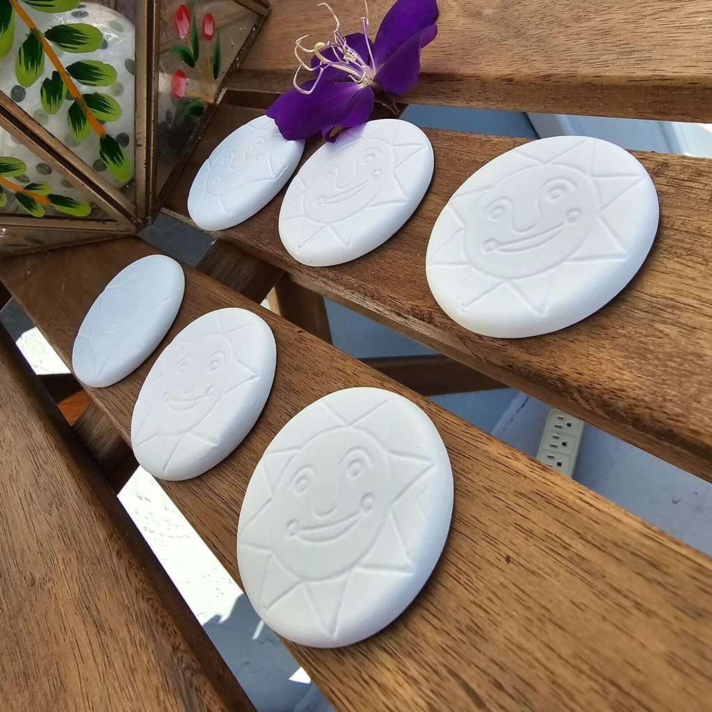 Set of 6 Circle Sun Tiles 1.6" Ceramic Bisque Ready To Paint Pottery ...