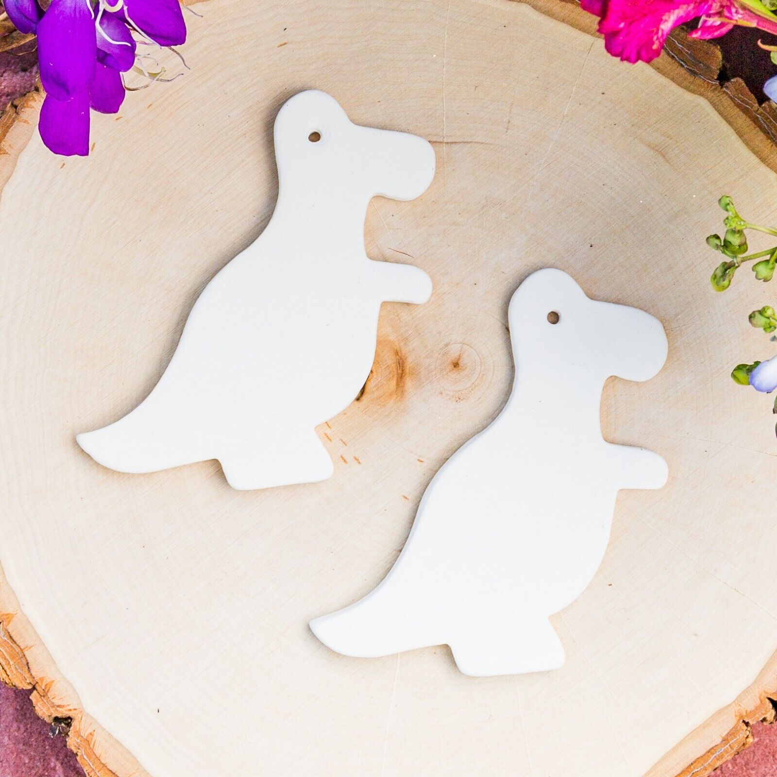 Cute Dinosaur T Rex Tile Set 4" Ceramic Bisque Ready To Paint Pottery ...