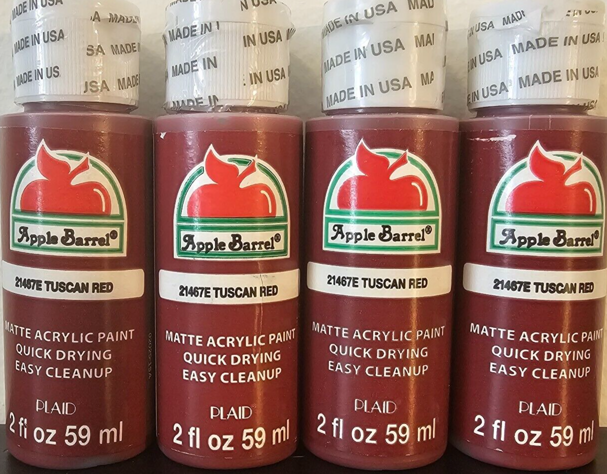 Tuscan Red (4x) 2oz Bottles - (8oz) Apple Barrel Matte Acrylic Paint ...