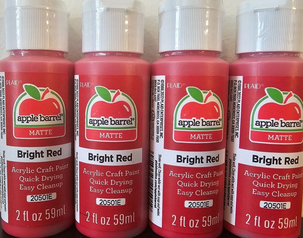 Bright Red (4x) 2oz Bottles - (8oz) Apple Barrel Matte Acrylic Paint ...