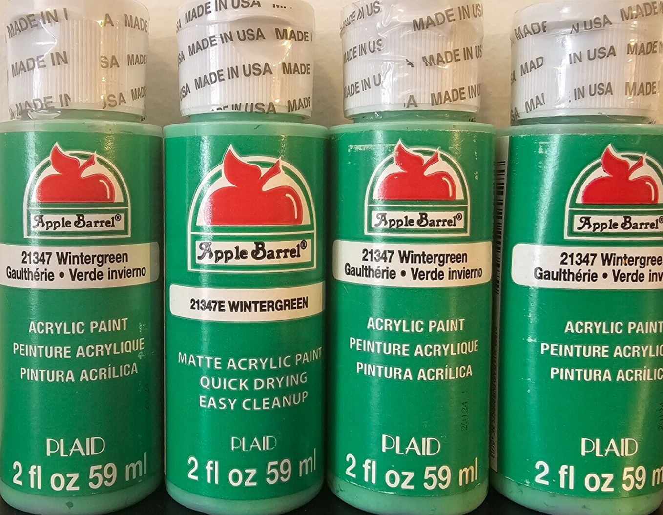 Wintergreen (4x) 2oz Bottles - (8oz) Apple Barrel Matte Acrylic Paint ...
