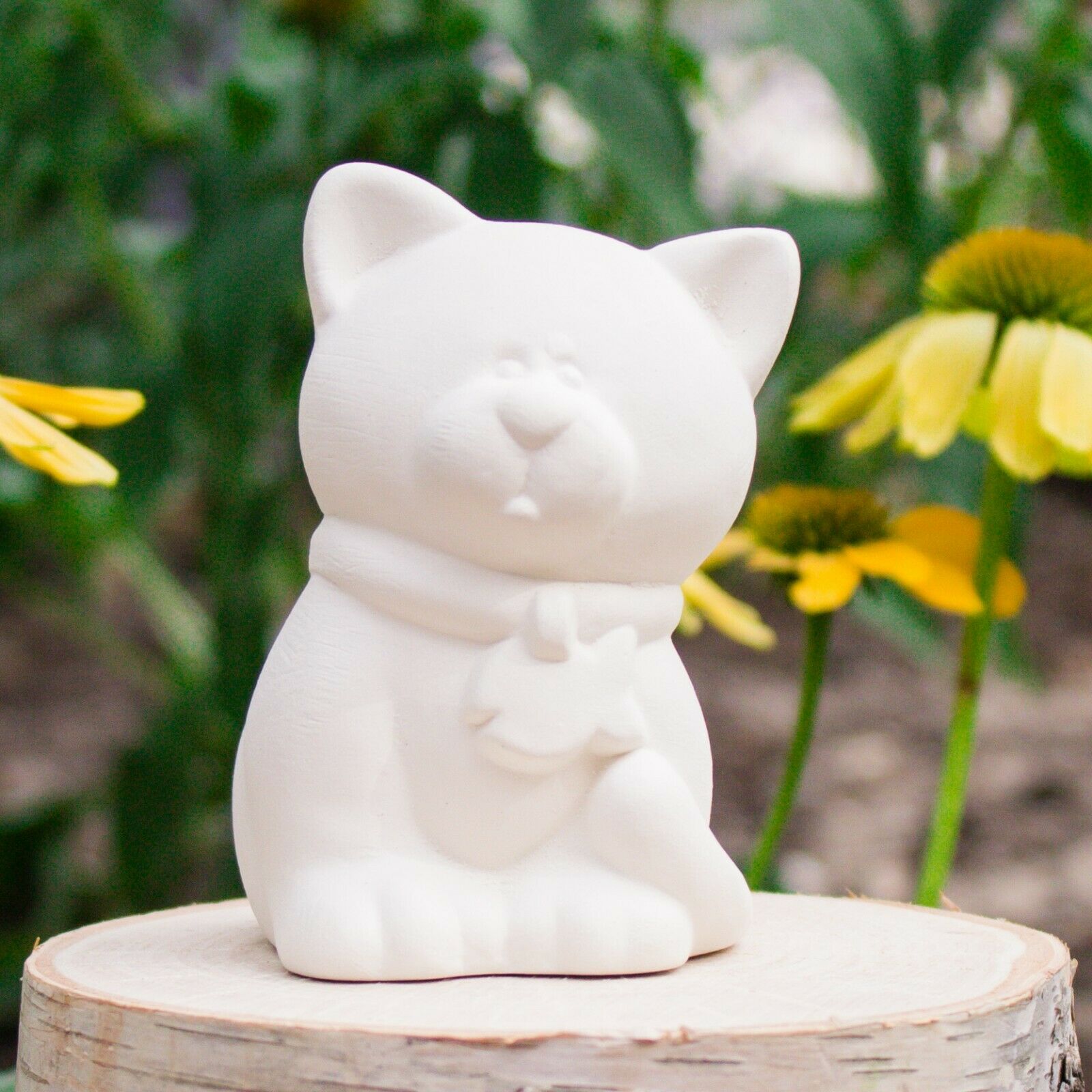 Bubbly Kitty Cat 3x3 Ceramic Bisque Ready To Paint Pottery– PotteryPie